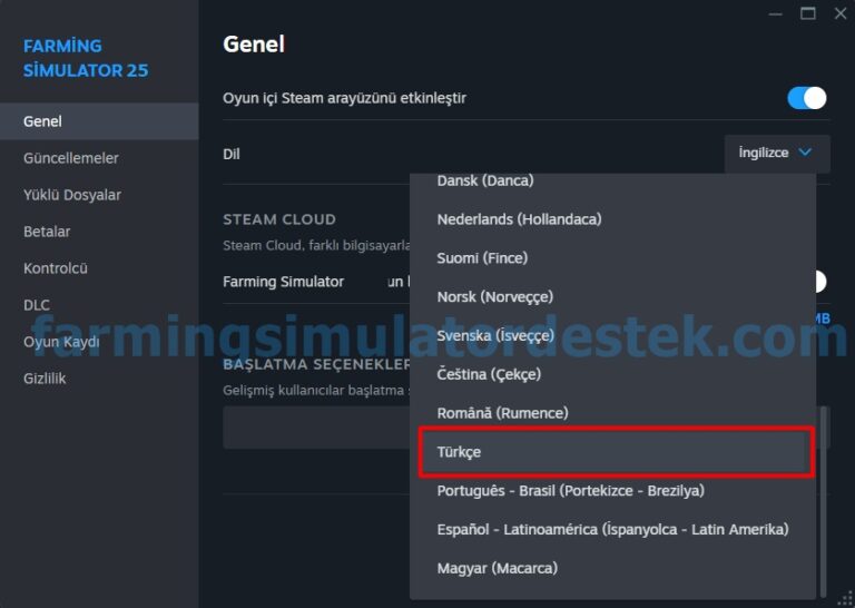 FS25 Nasıl Türkçe Yapılır? (Steam) – Fsdestek
